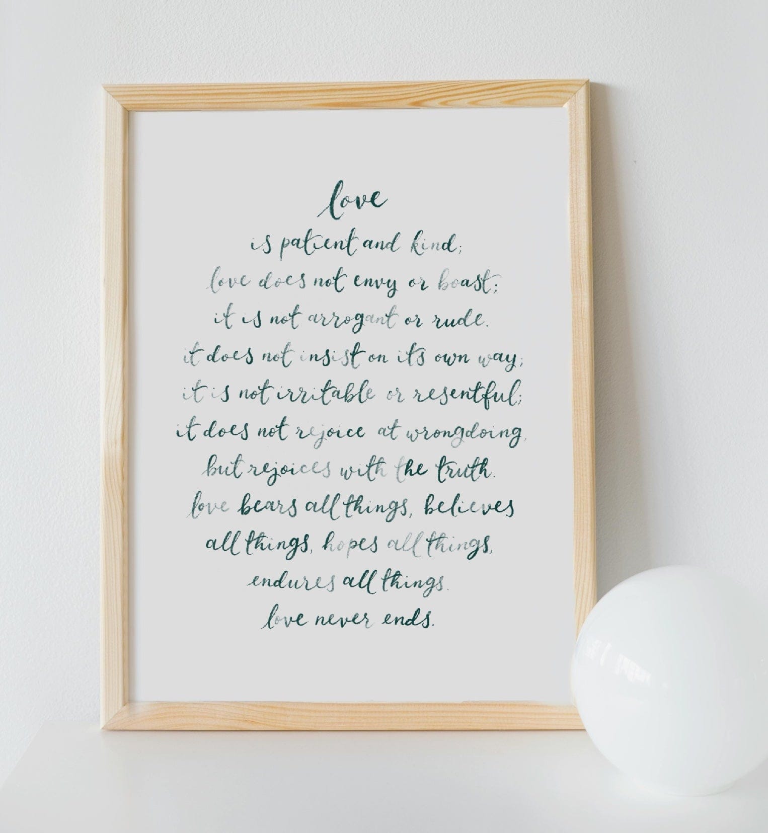 Love is - 1 Corinthians 13 Print on White – And Hope Designs