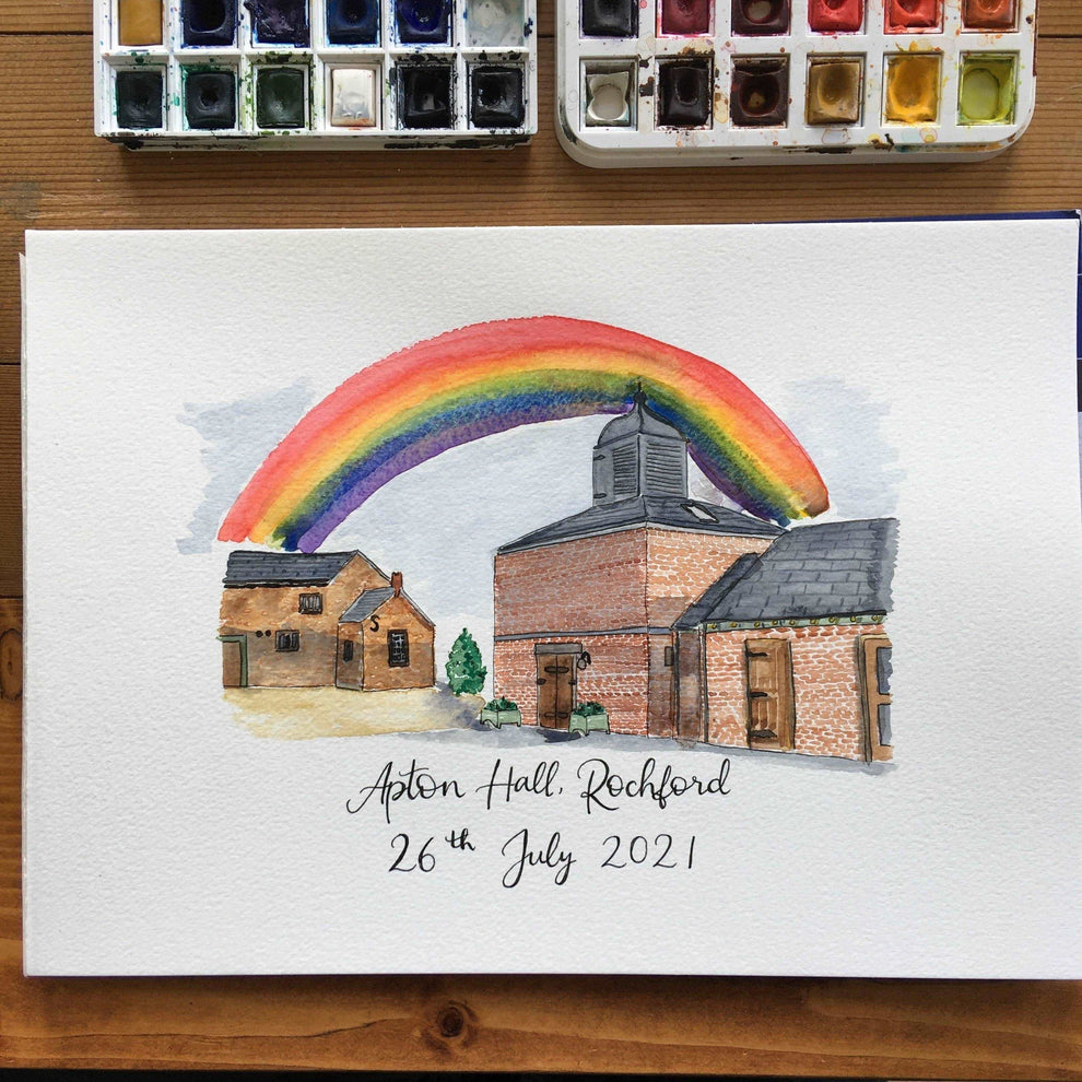 Custom Watercolour church or wedding venue painting – And Hope Designs