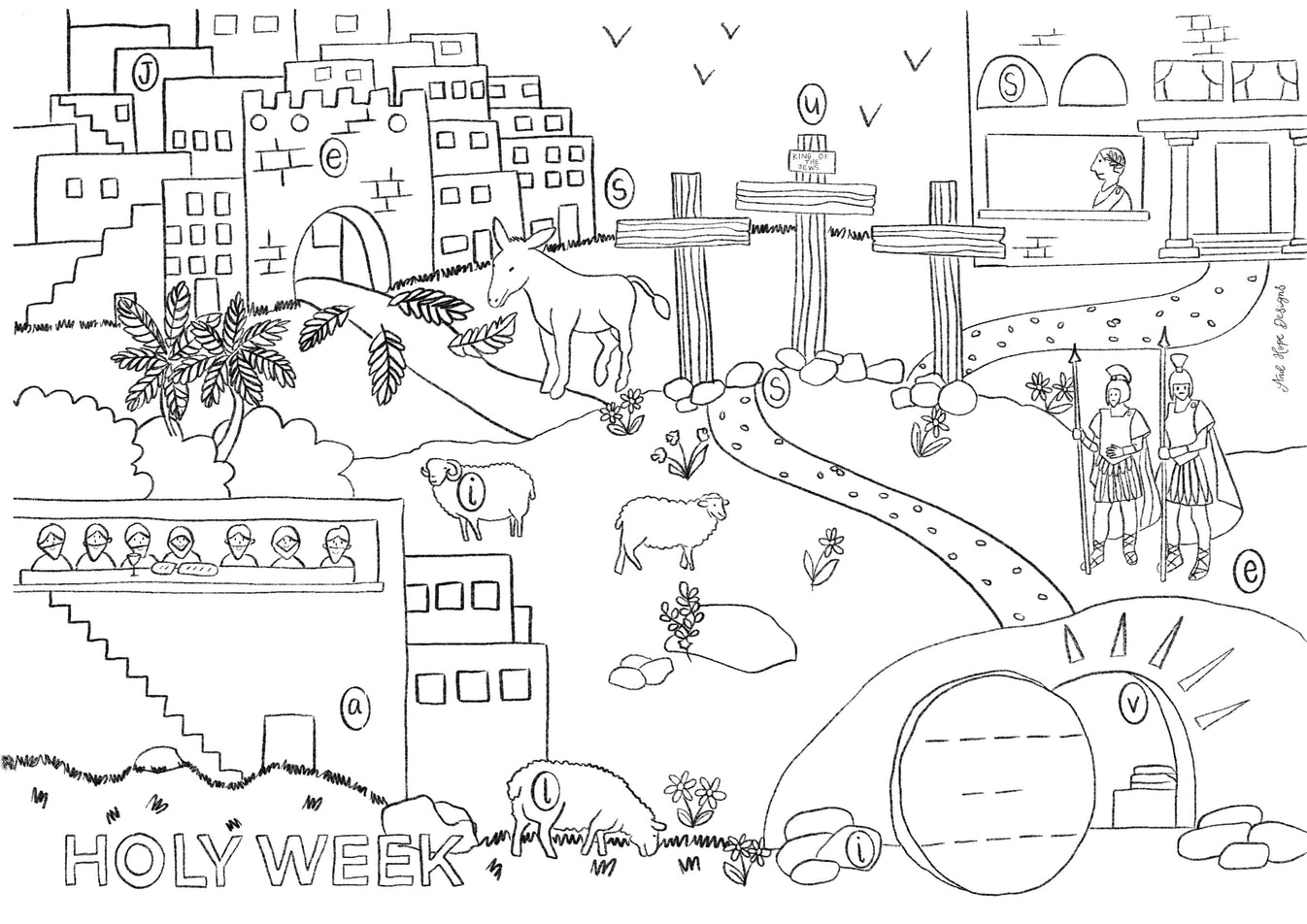 Jumbo Holy Week Easter Colouring Page – And Hope Designs