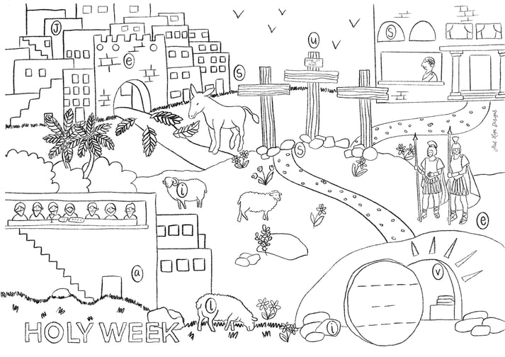 Jumbo Holy Week Easter Colouring Page – And Hope Designs